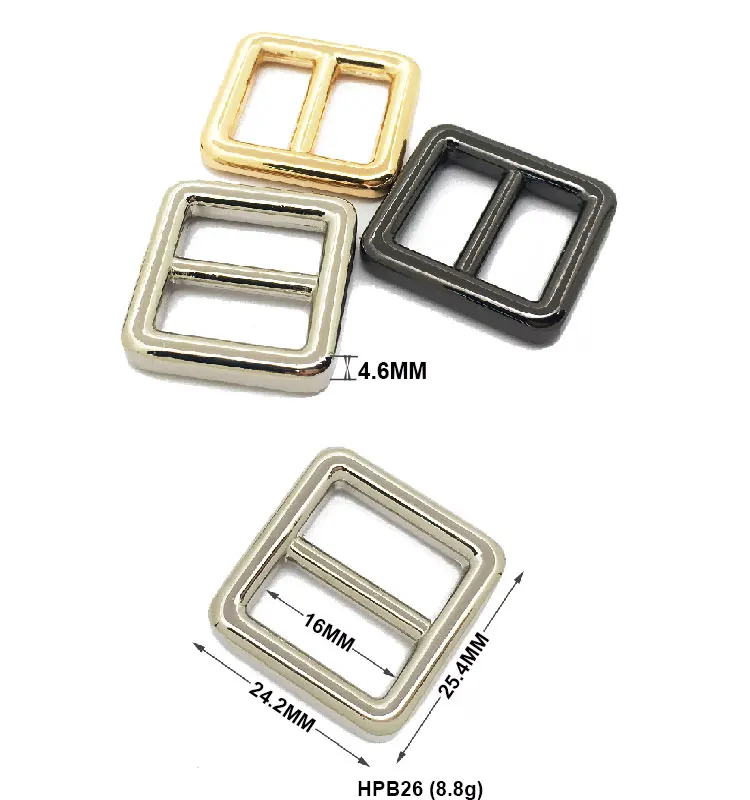 Silver Metal Tri-Glide Square Bag Belt - Adjustable Slide Buckle