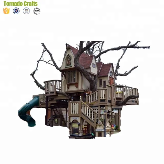 Custom Outdoor Fiberglass Big Tree House Artificial Tree House For Kids ...