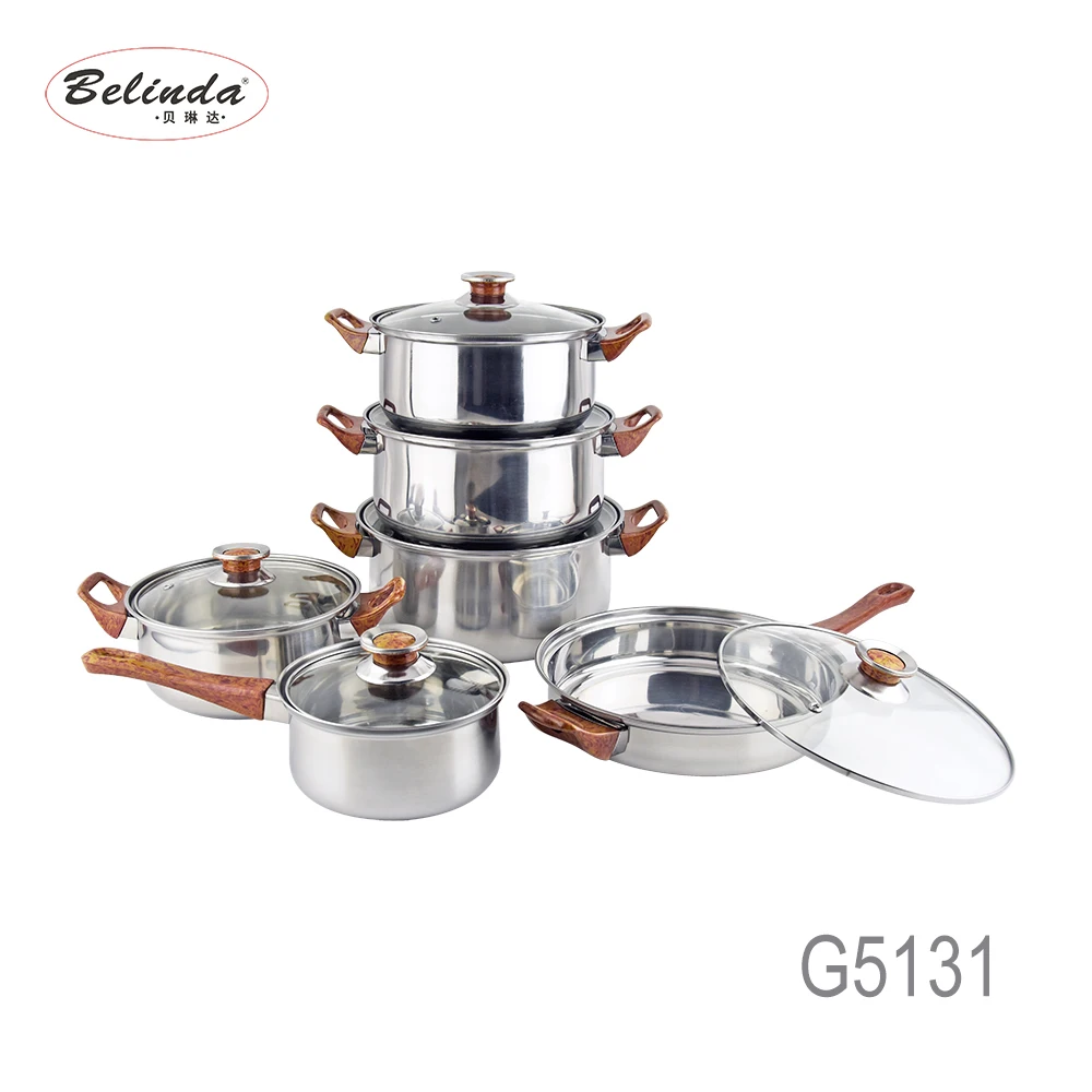 Cheap Price Kitchenware Stainless Steel Cookware Sets 12 Pcs With ...