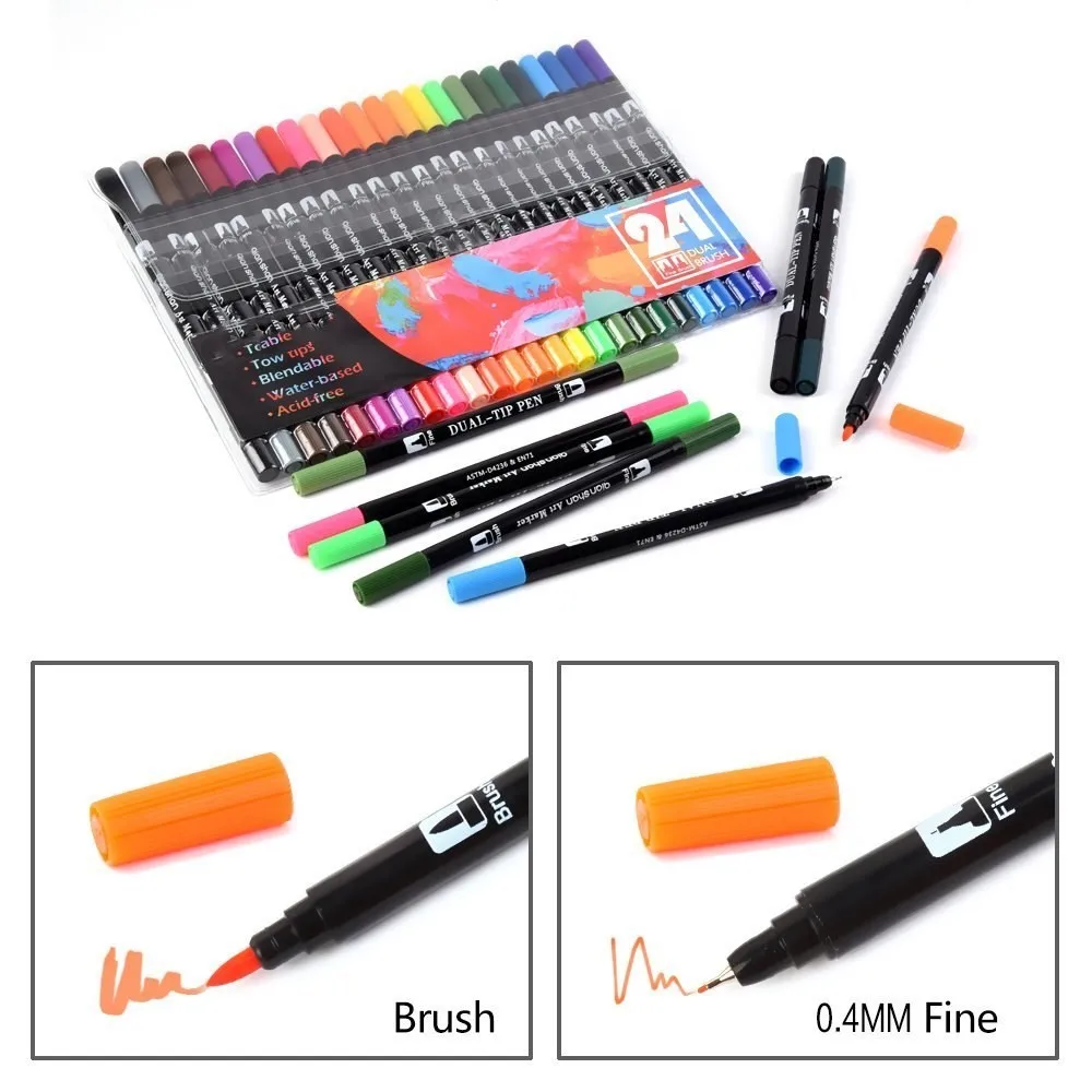 24/36 Fineliner Coloring Pens Set,0.4mm Fine Point Felt Tips Colored ...