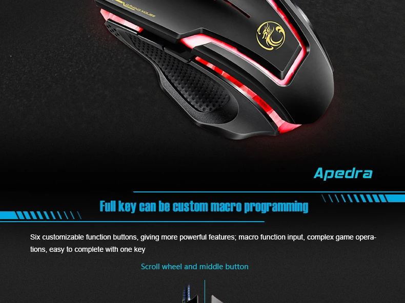 Apedra Wired Gaming Mouse 6d Optical Professional Mouse Gamer Desktop ...
