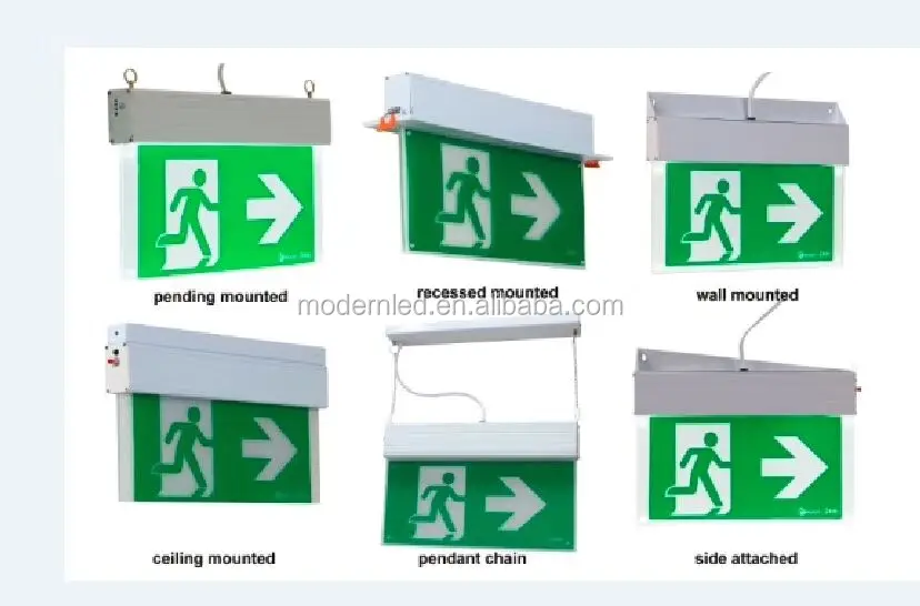 Rechargeable Wall Mount Hang On Waterproof 3w Led Emergency Exit Sign ...
