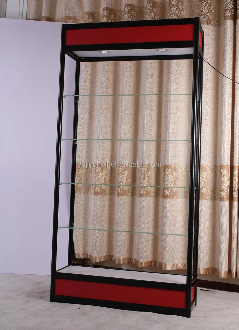 Black Titanium Frame Tempered Glass Wall Showcase,Design Glass Showcase ...