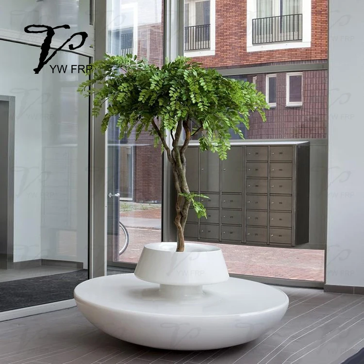 Fiberglass Big Round Commercial Waiting Bench Seat Chair For The Public ...