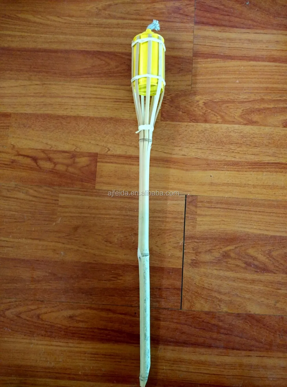 Fd-18316nature Garden Bamboo Torch With Weaving,Black Metal Tank - Buy ...