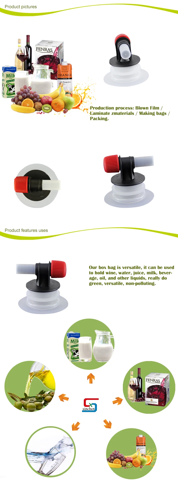 SINCHEN Plastic Bag in Box Tap Bib Valve for Water Packaging