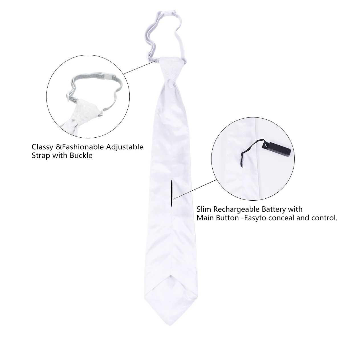 Luminous Fiber Optic LED Light up Personalized Men's Ties