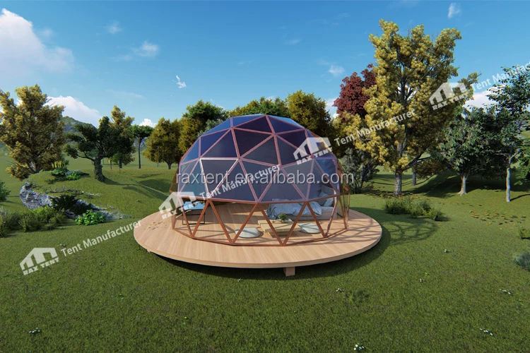 6M Wood Cabin Dome House with Glass Roof, Aluminum Frame - Perfect ...