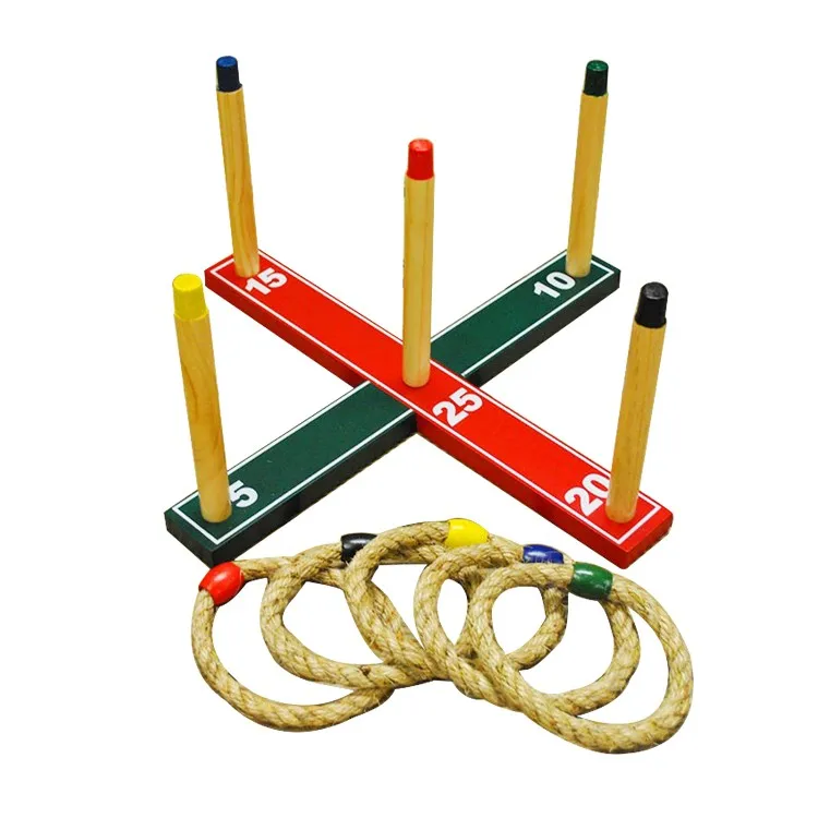 Outdoor Wooden Yard Cross Quoits Ring Toss Games Set