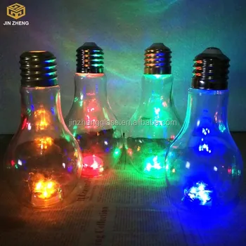 500ml Led Light Bulb Glass Candy Beverage Juice Jars And Bottles With ...