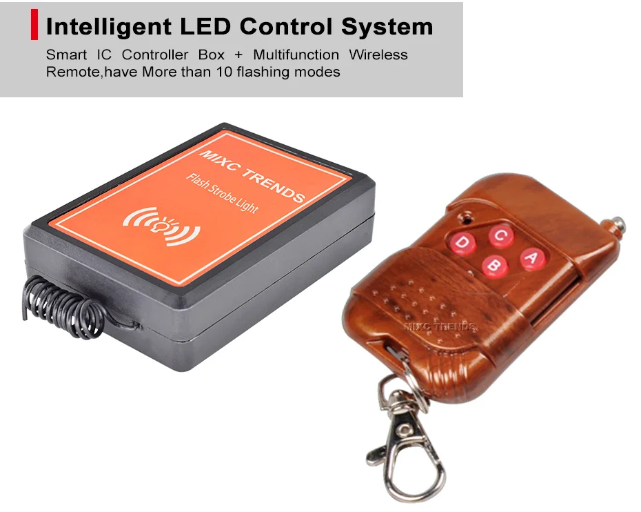 Wireless Remote Control Emergency Strobe Warning Lights 2x9 Leds 18w ...