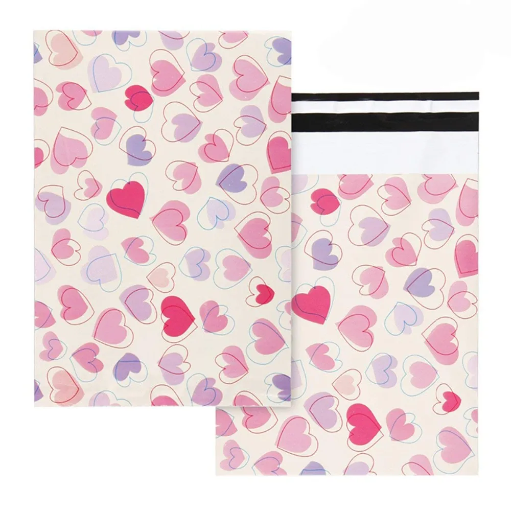 10x13 Inch Pink and Gold Sweet Heart Designer Poly Mailers Shipping ...