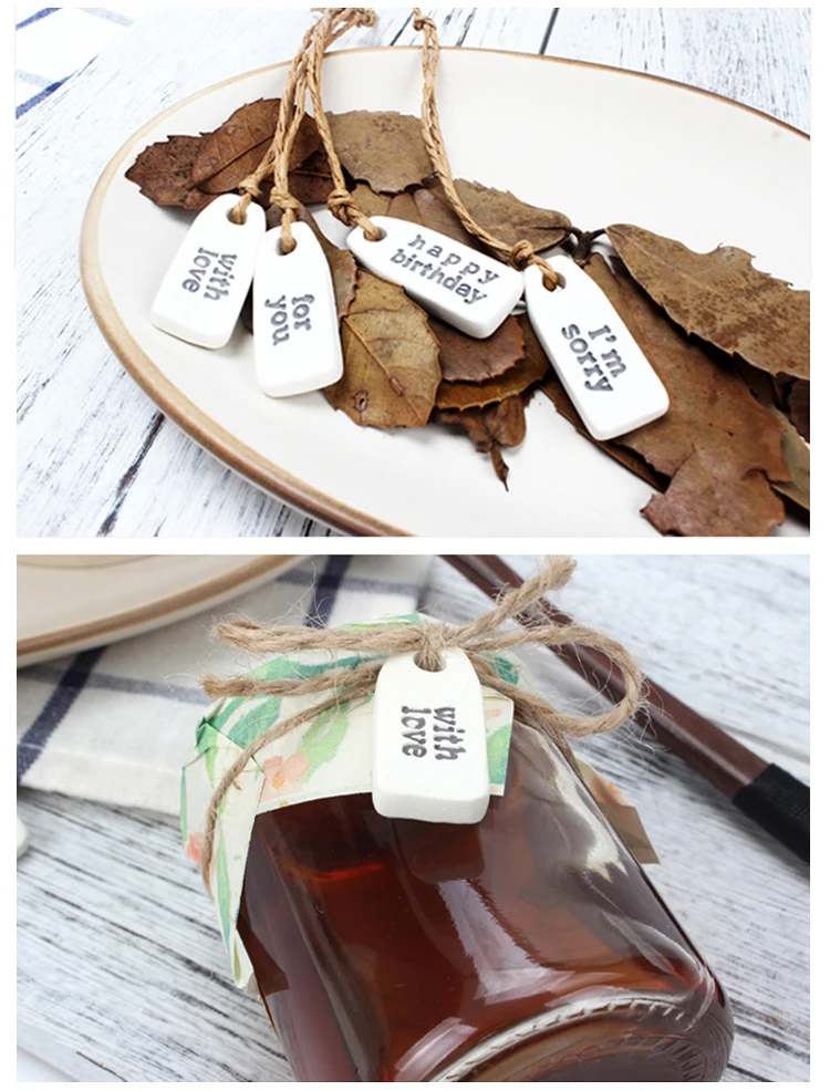 Wholesale Personalised White Ceramic Clay Resin Tags Set Gift Hang Tag ...