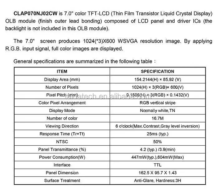 Taidacent Thin Film Transistor Liquid Crystal Display 7 Inch Tv Screen ...
