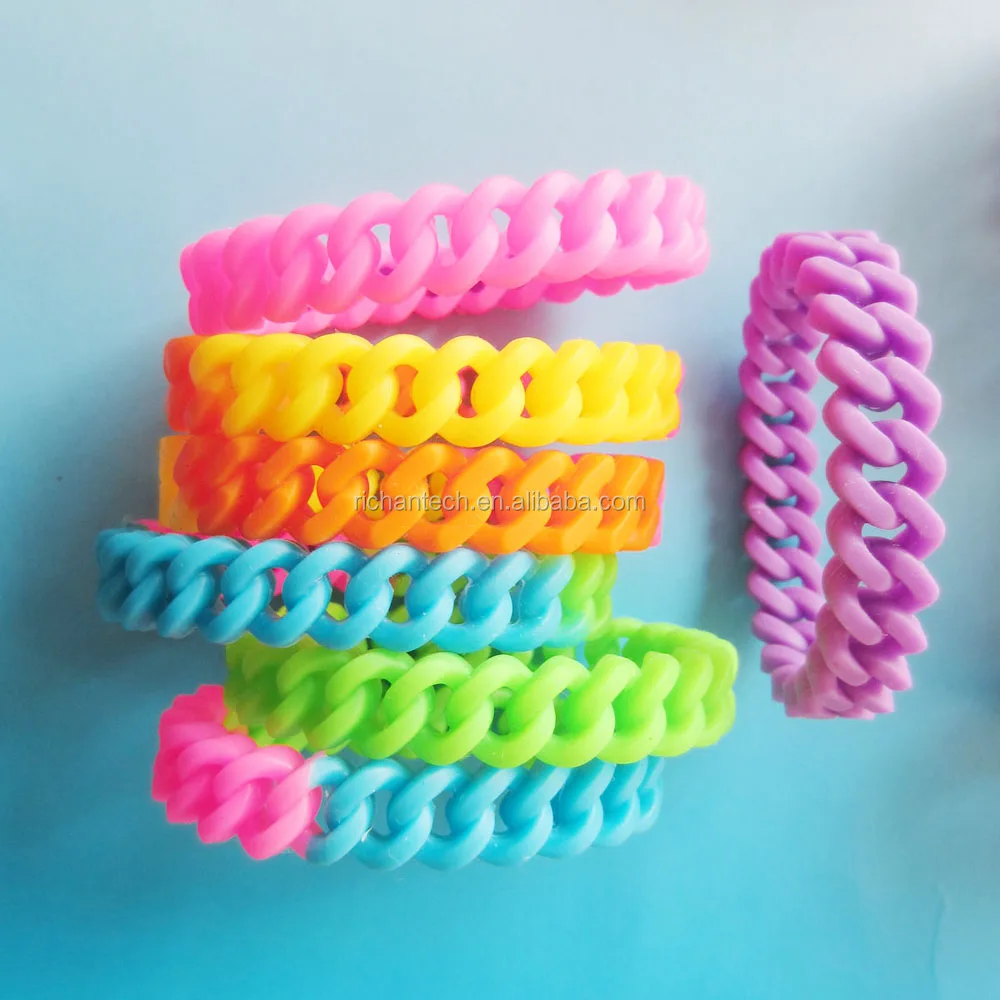 Custom Rainbow Chain Link Silicone Bracelets Gay Pride Rainbow Silicone ...