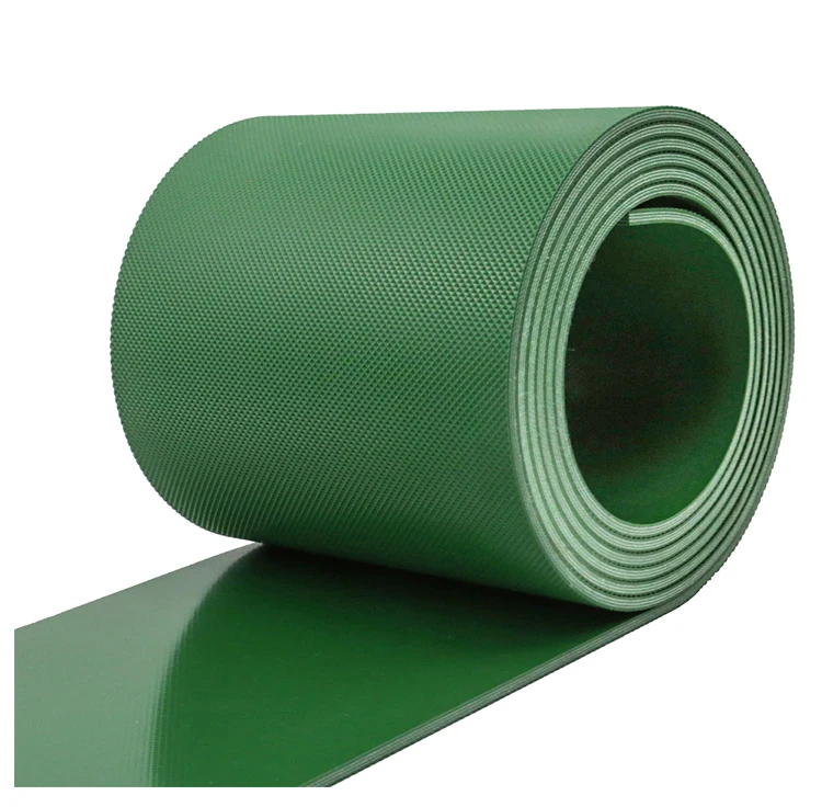 Wear Resistant Green PVC Flat Belt Conveyor - Diamond Pattern