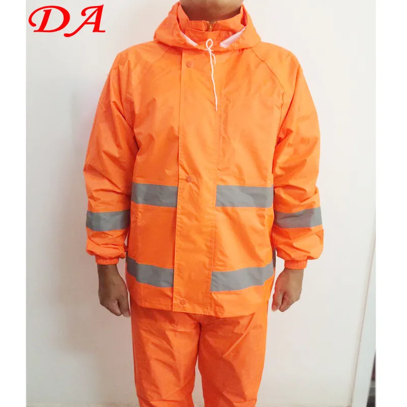 Orange Hi-vis Waterproof Jumpsuit Custom Pvc Raincoat - Buy Pvc ...