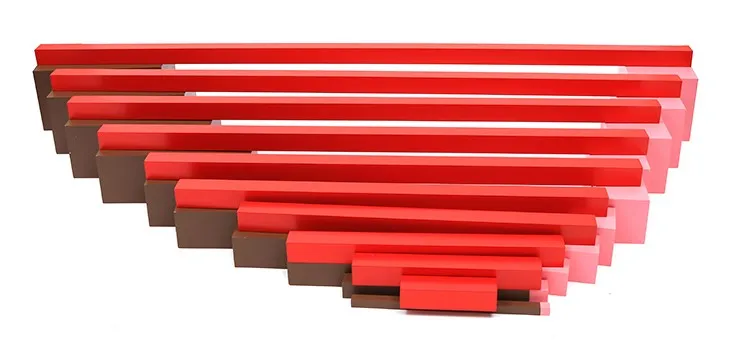 Wooden Montessori Sensorial Material Long Red Rods Educational Toys ...