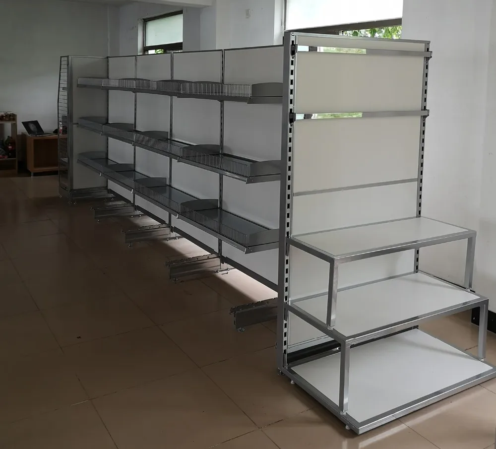 Wood Back Panel Display Storage - Supermarket Gondola Shelving