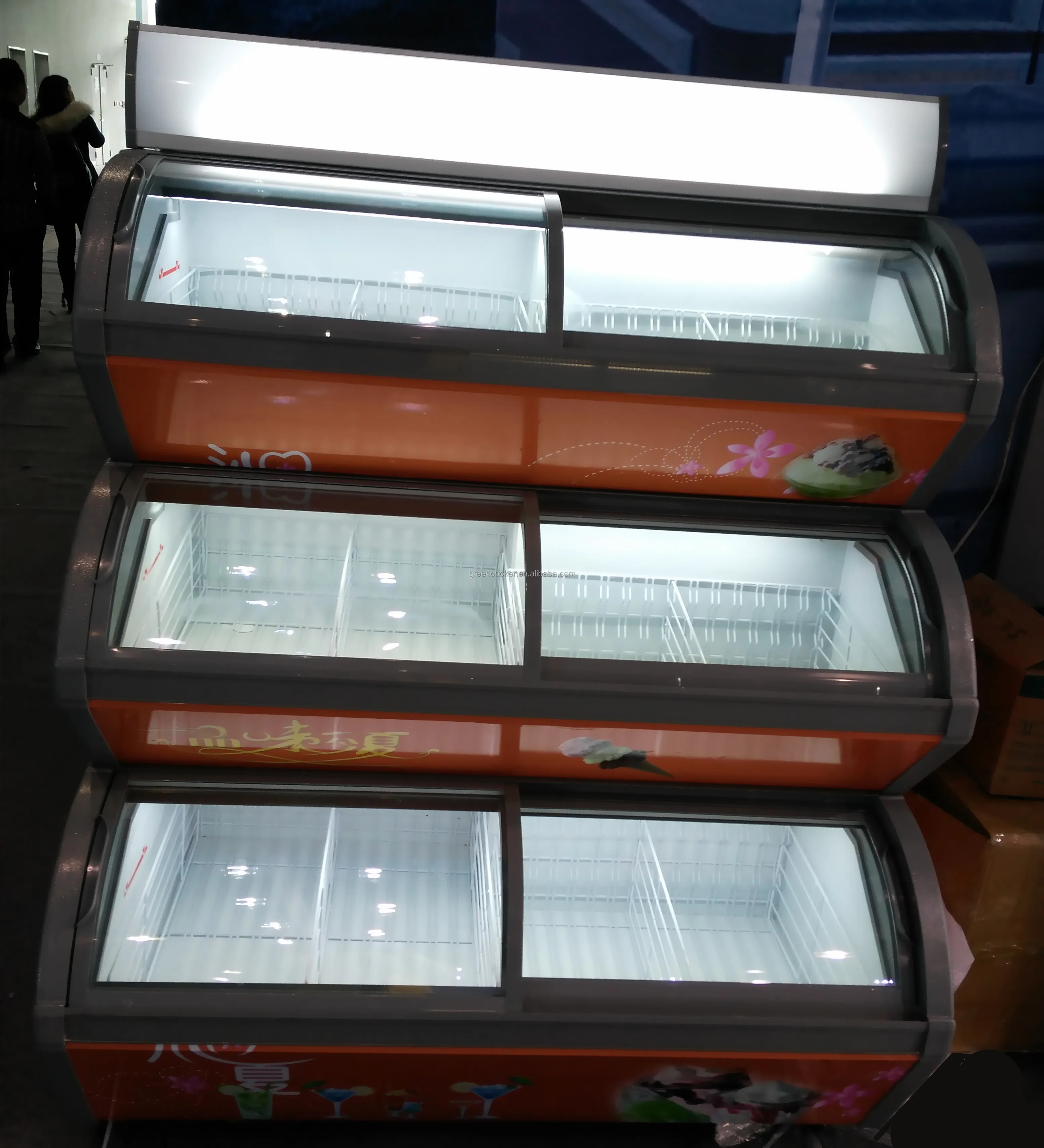 Supermarket Stainless Steel Ice Cream Showcase -18~-22°C