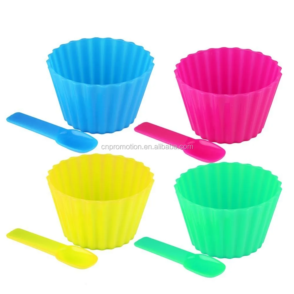 Set Of 4 - Color Changing Ice Cream Bowls Dessert Dish With Spoon ...