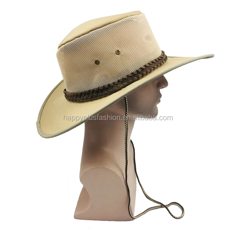 Fashion Brand Khaki Sombrero Cocked Hat Mesh Cowboy Hats With String ...