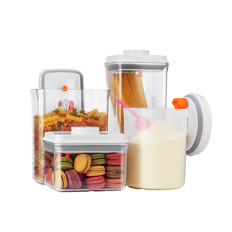 Top Push Button Pop Transparent Airtight Storage Containers Combination ...