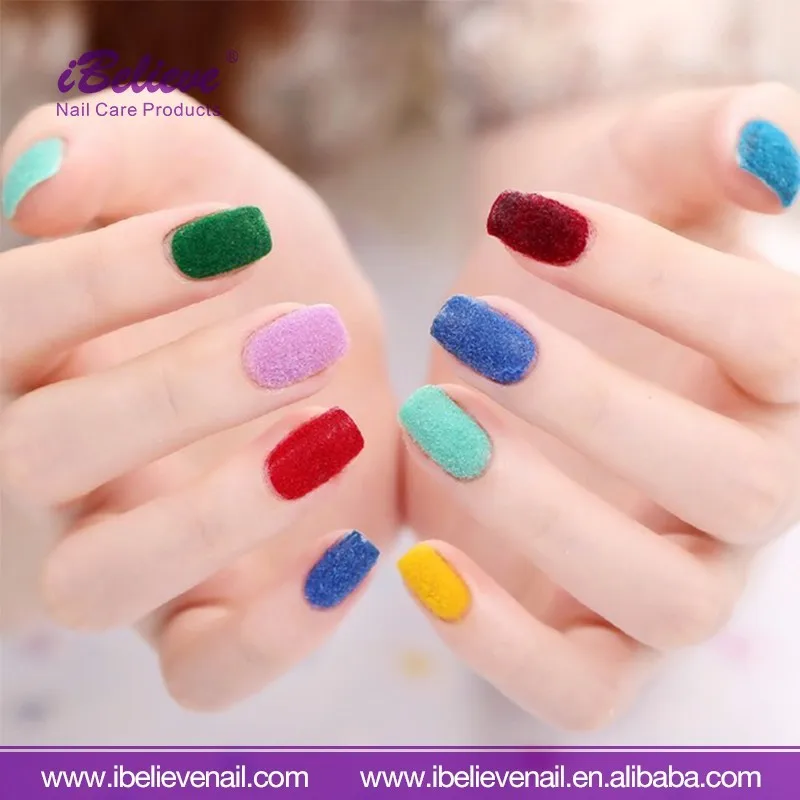 Colorful Bright Nail Manicure Design 3D Nail Art Velvet Flocking Powder ...