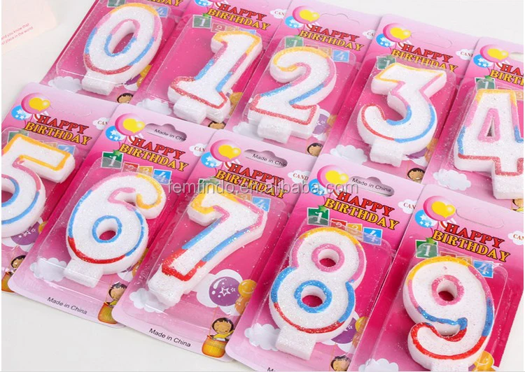 Wholesale Glitter Colorful Birthday Number Candle Middle Size Candles ...