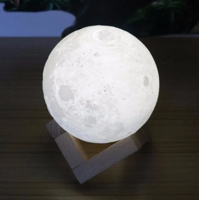 Creative 3d Print Moon Lamp With 3d Lunar Lamp 2 Color Changeable Night ...