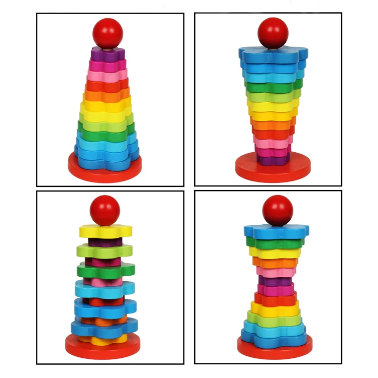 Custom Cartoon Colored Creative Irregular Shape Stacking Game Wooden ...