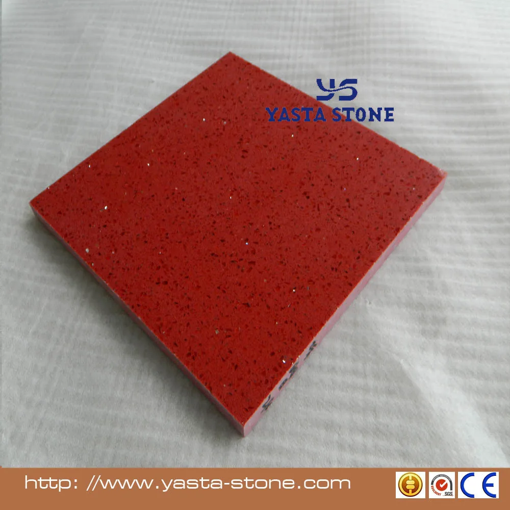 Best Price Glitter Quartz Artificial Red Quartz Mirror Fleck Tiles ...