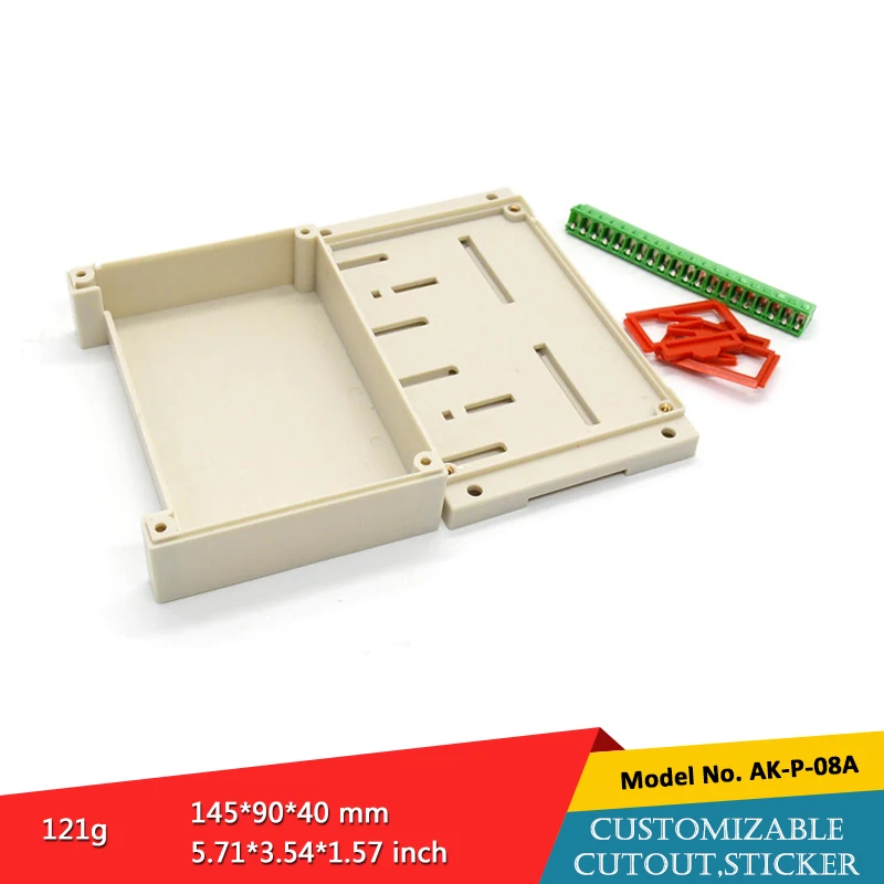 With Terminal Block Plastic Din-rail Enclosure For Electronic Pcb ...