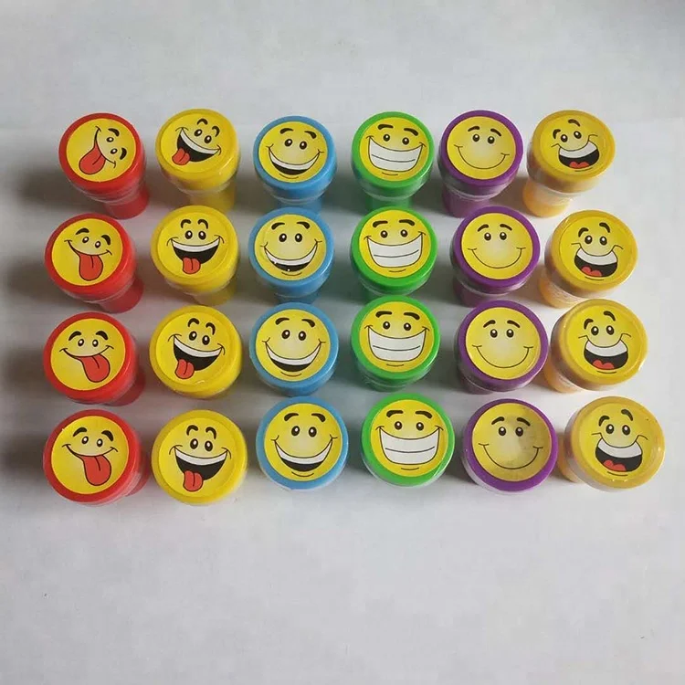 24pcs Custom Kids Funny Stationery Toy Plastic Stamp Set Smile Face ...