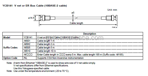 Original New Yokogawa Csl/ycb141 V Net Or Er Bus Cable (10base-2 Cable ...