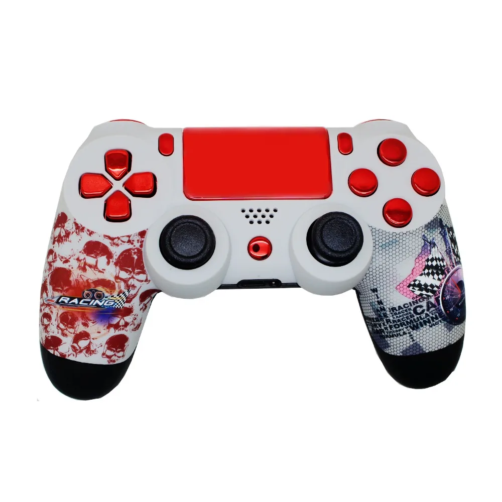 Custom PS4 Pro Shell - 3D Splash Back with Red Chrome Buttons