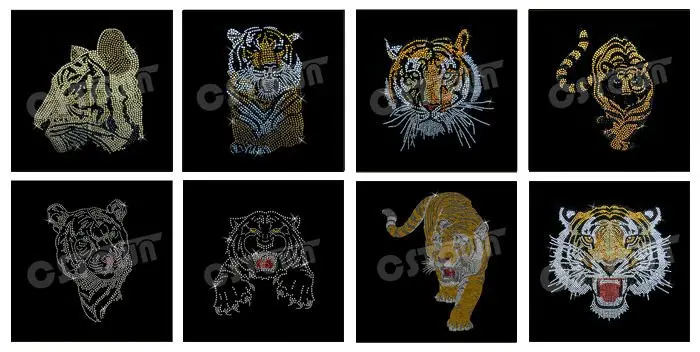 Custom Rhinestone Tiger Motif - Iron on Transfer Designs