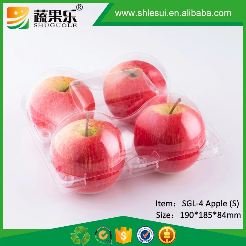 Foldable Clear Blister Plastic Apple Fruit Packaging Clamshell With 4 ...