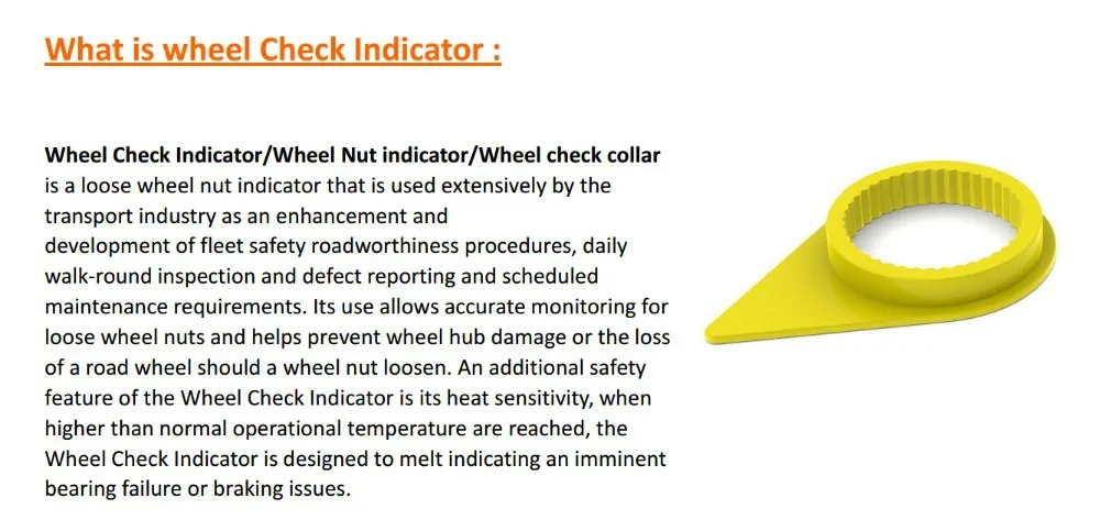Loose Wheel Nut Indicator In Pe,Pu Material - Buy Loose Wheel Nut ...