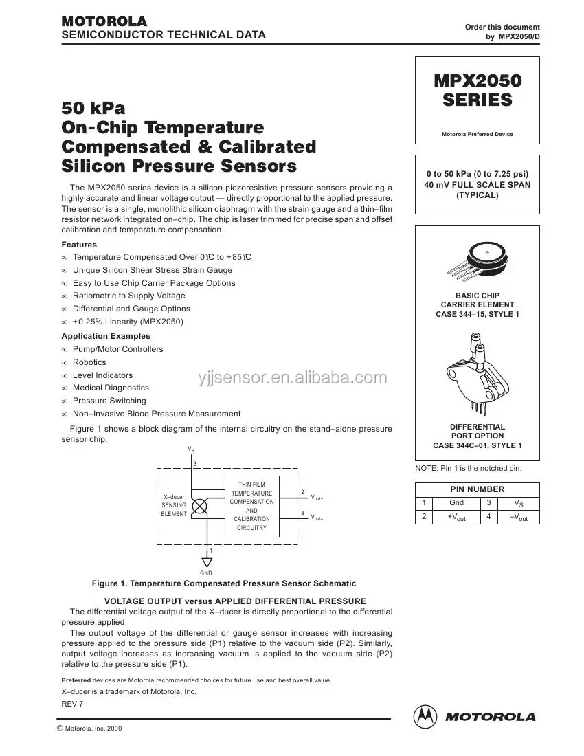 Sensor De Presión Integrado Mpx2050d,0-7.25psi,Compensación De ...