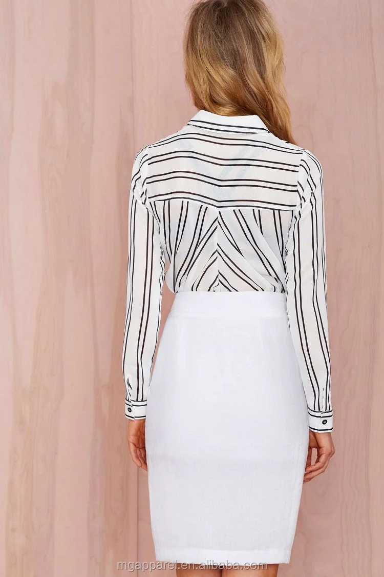 Fashion Formal Blouse For Lady Long Sleeve Stripe Woman Shirt 2015 ...