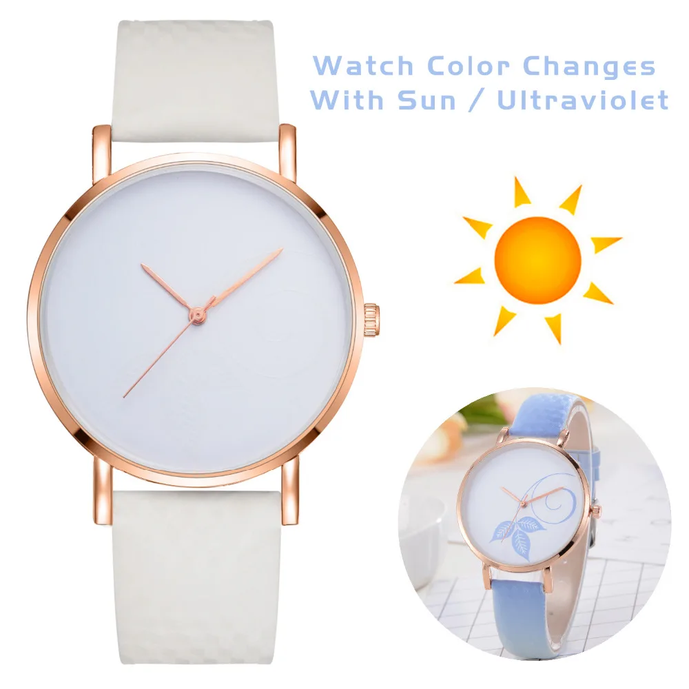 New Design Women Watches 2018 Fashion Discolor Leather Strap Dress ...