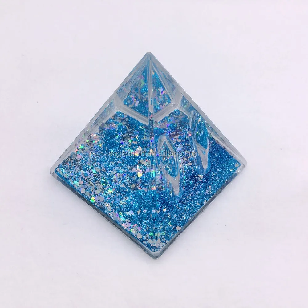 Pyramid Oil Water Acrylic Paperweight with 3D Penguin