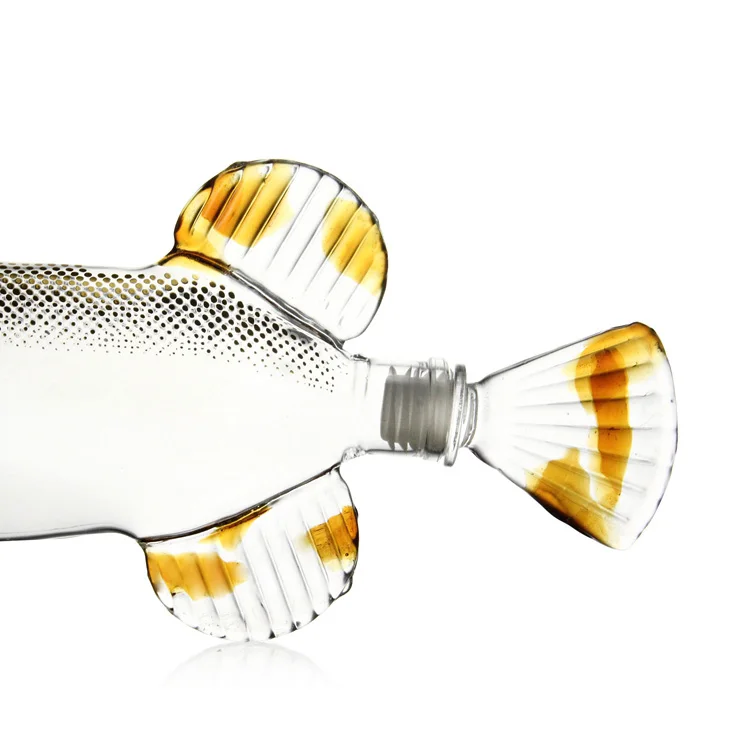 Glass Fish Shape Liquor Bottle - Perfect for Whiskey, Tequila, Vodka