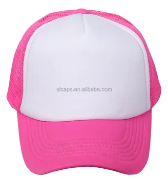 Neon Pink/white Two-tone Adjustable Plain Snapback Trucker Hats Mesh ...