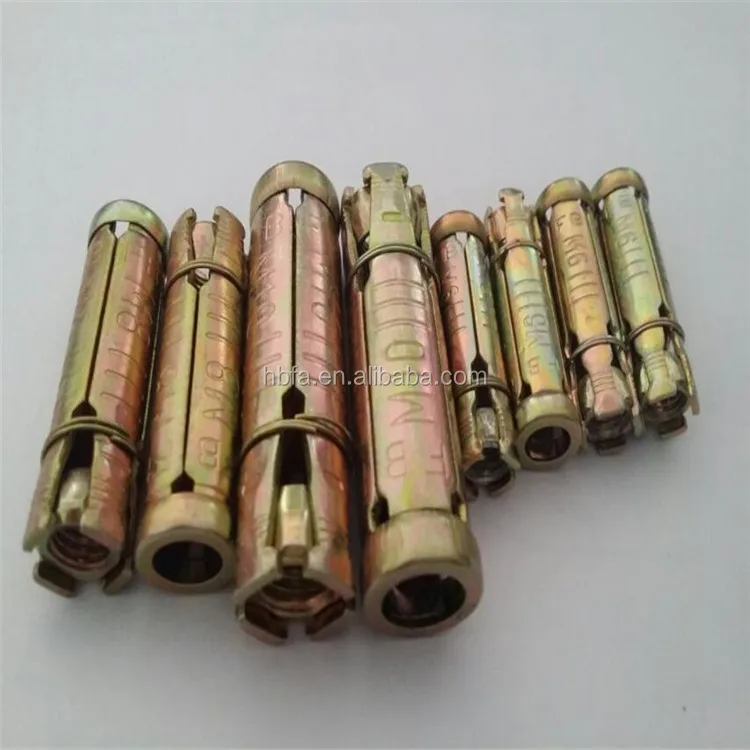 Yellow Galvanized Expansion Fix Bolt M6 M8 M12 4pcs Or 3pcs Heavy Duty Anchor Concrete Screw ...