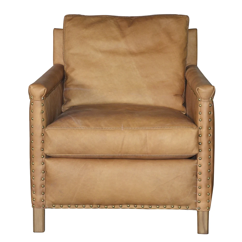 Urban Style Solid Wood Frame Leather Fabric Club Tub Chair With Antique ...