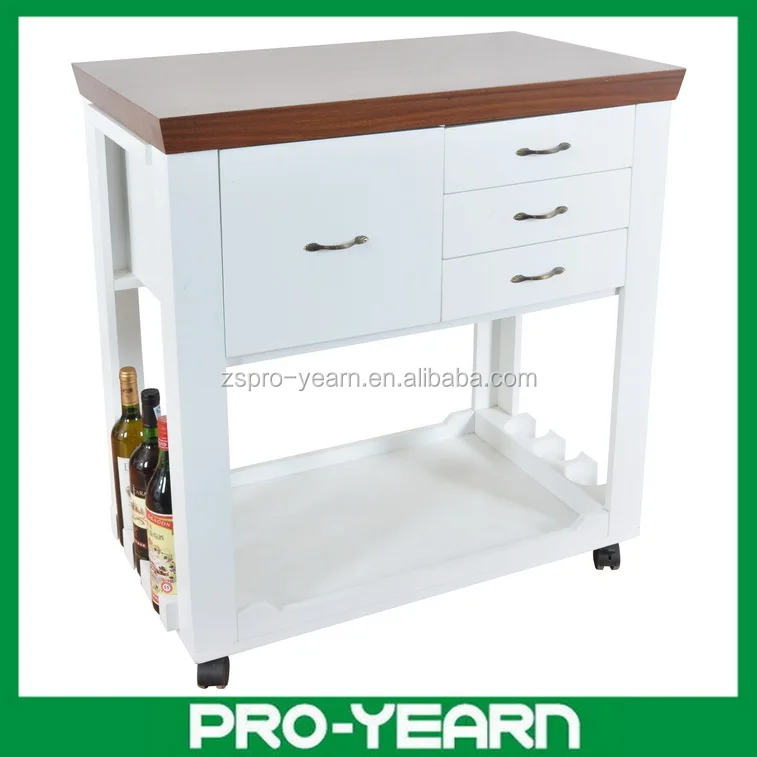Multifunctional Wooden Kitchen Serving Trolley Cart And Foldable Chair ...