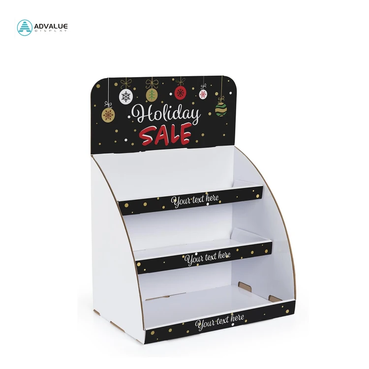 Custom Retail Countertop Cardboard 3 Tiered Shelves Pdq Display For ...