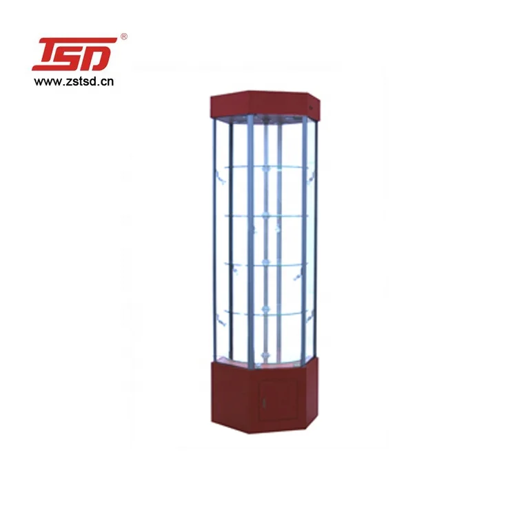 Hexagon Glass Display Case - Free Standing Rotating Showcase